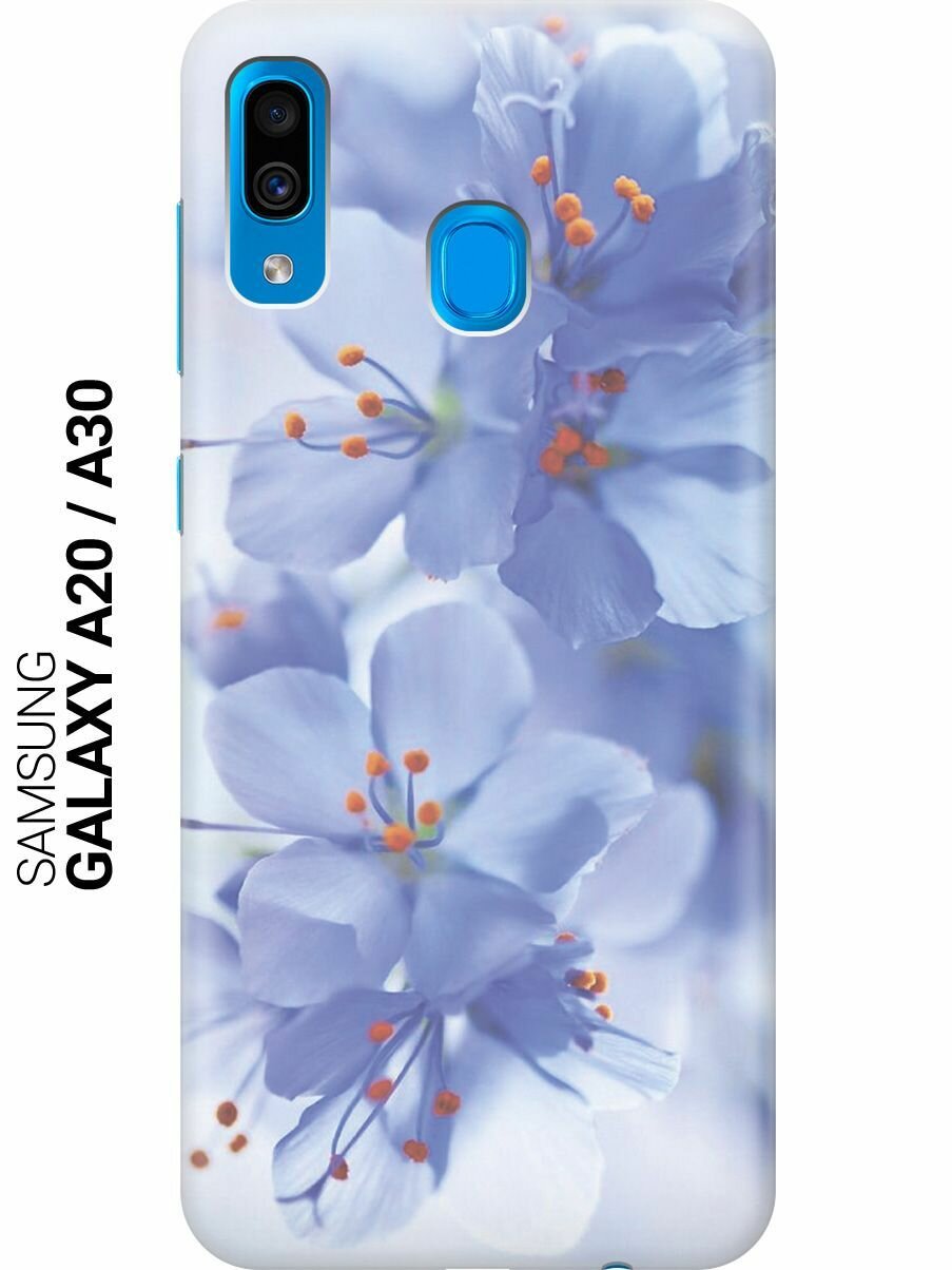 Силиконовый чехол на Samsung Galaxy A20, A30, Самсунг А20, А30 с принтом "Лазурные орхидеи"