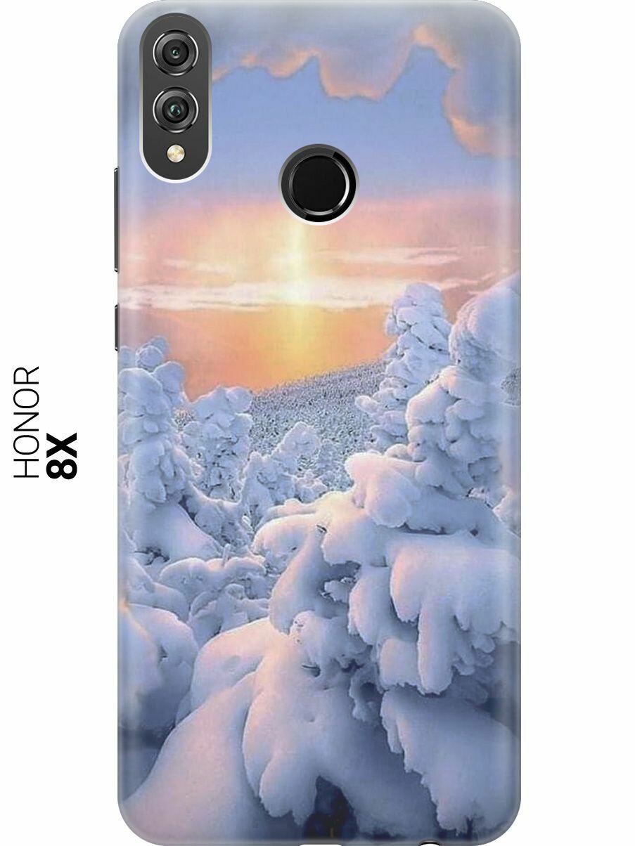 Ультратонкий силиконовый чехол-накладка для Honor 8X с принтом "Заснеженный лес"