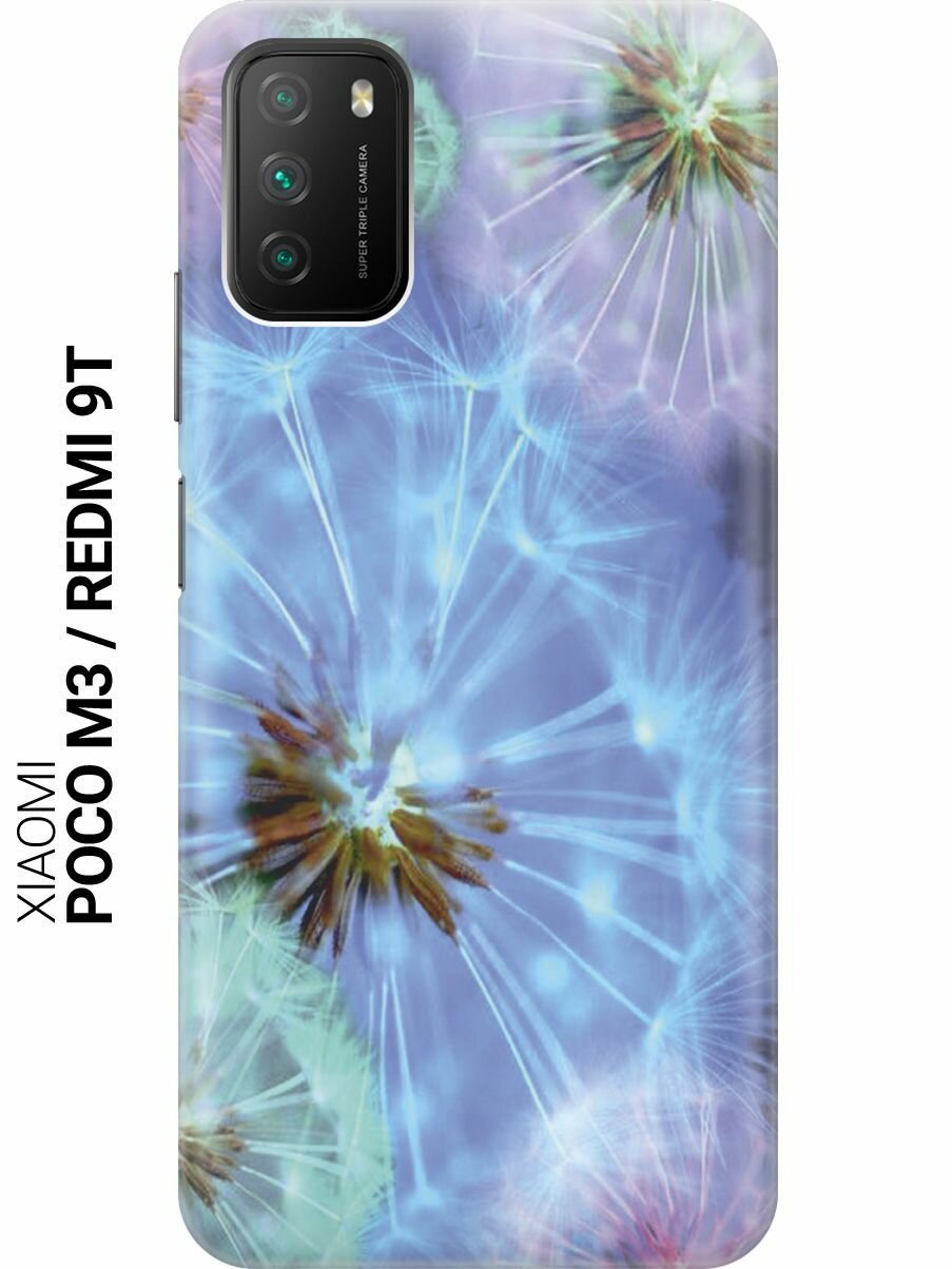 Силиконовый чехол на Xiaomi Redmi 9T, Poco M3, Сяоми Поко М3, Сяоми Редми 9Т с принтом "Макро одуванчики"