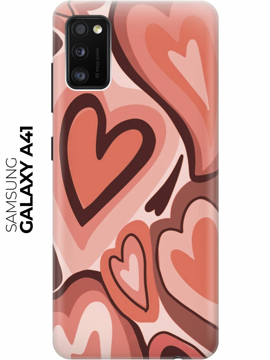 Силиконовый чехол Нарисованные сердечки на Samsung Galaxy A41 / Самсунг А41