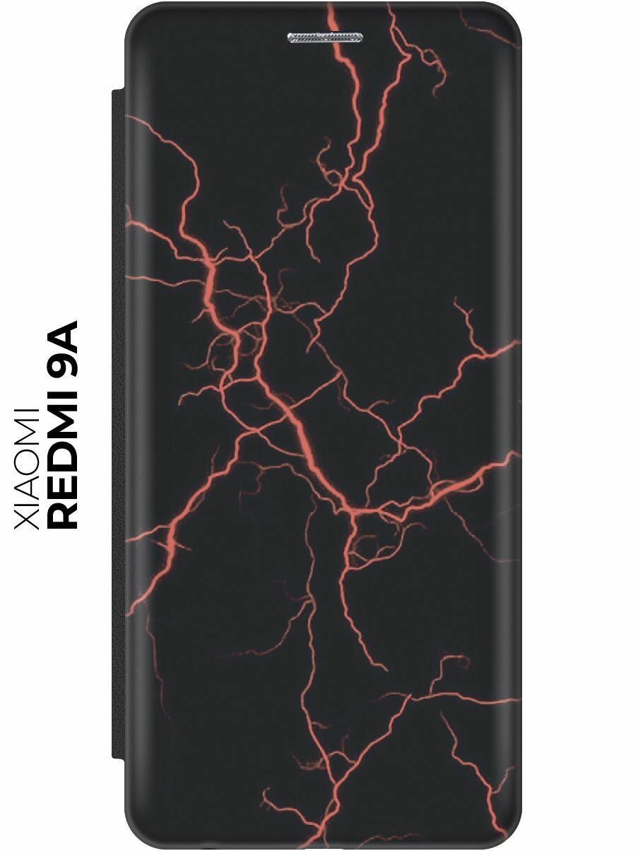 Чехол-книжка Алая молния на Xiaomi Redmi 9A / Сяоми Редми 9А черный