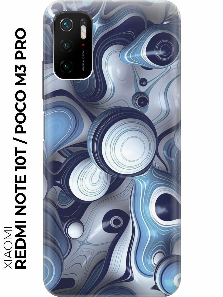 Силиконовый чехол Бело-синие капли на Xiaomi Redmi Note 10T / Poco M3 Pro / Сяоми Поко М3 Про / Сяоми Редми Ноут 10Т