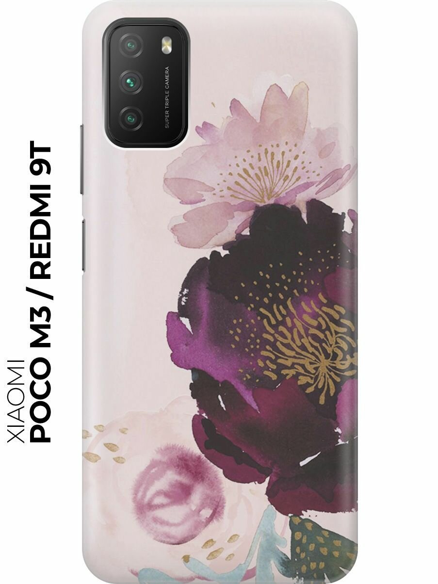 Силиконовый чехол Цветы акварелью на Xiaomi Redmi 9T / Poco M3 / Сяоми Поко М3 / Сяоми Редми 9Т