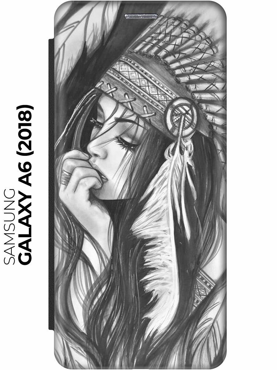 Чехол-книжка Эскиз девушки на Samsung Galaxy A6 (2018) / Самсунг А6 2018 черный
