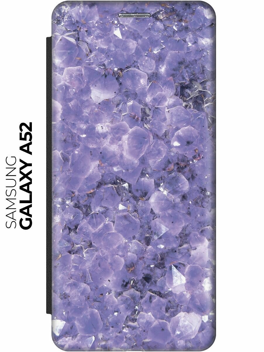 Чехол-книжка Сиреневые камни на Samsung Galaxy A52 / Самсунг А52 черный
