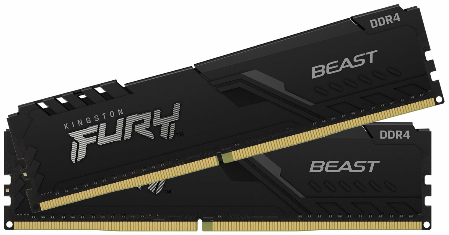 Оперативная память Kingston FURY Beast Black (KF432C16BBK2/64) DIMM DDR4 64ГБ - DDR4, 32ГБх2 шт, 3200 МГц, 16-20-20-Х