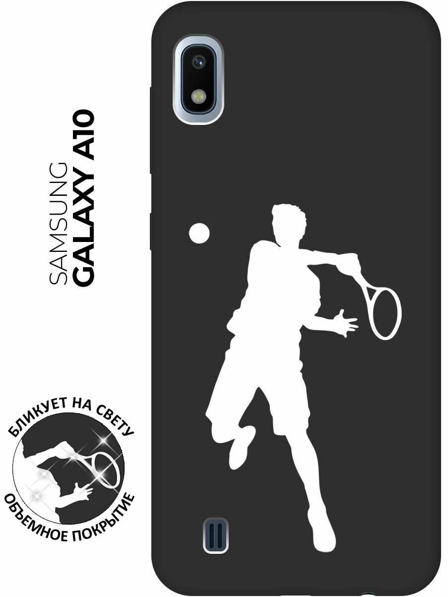 Матовый чехол Tennis W для Samsung Galaxy A10 / Самсунг А10 с 3D эффектом черный