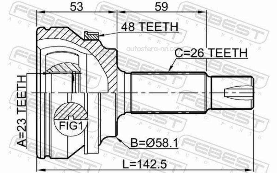 FEBEST 3510EC7A48 Шрус наружный 23x58.1x26