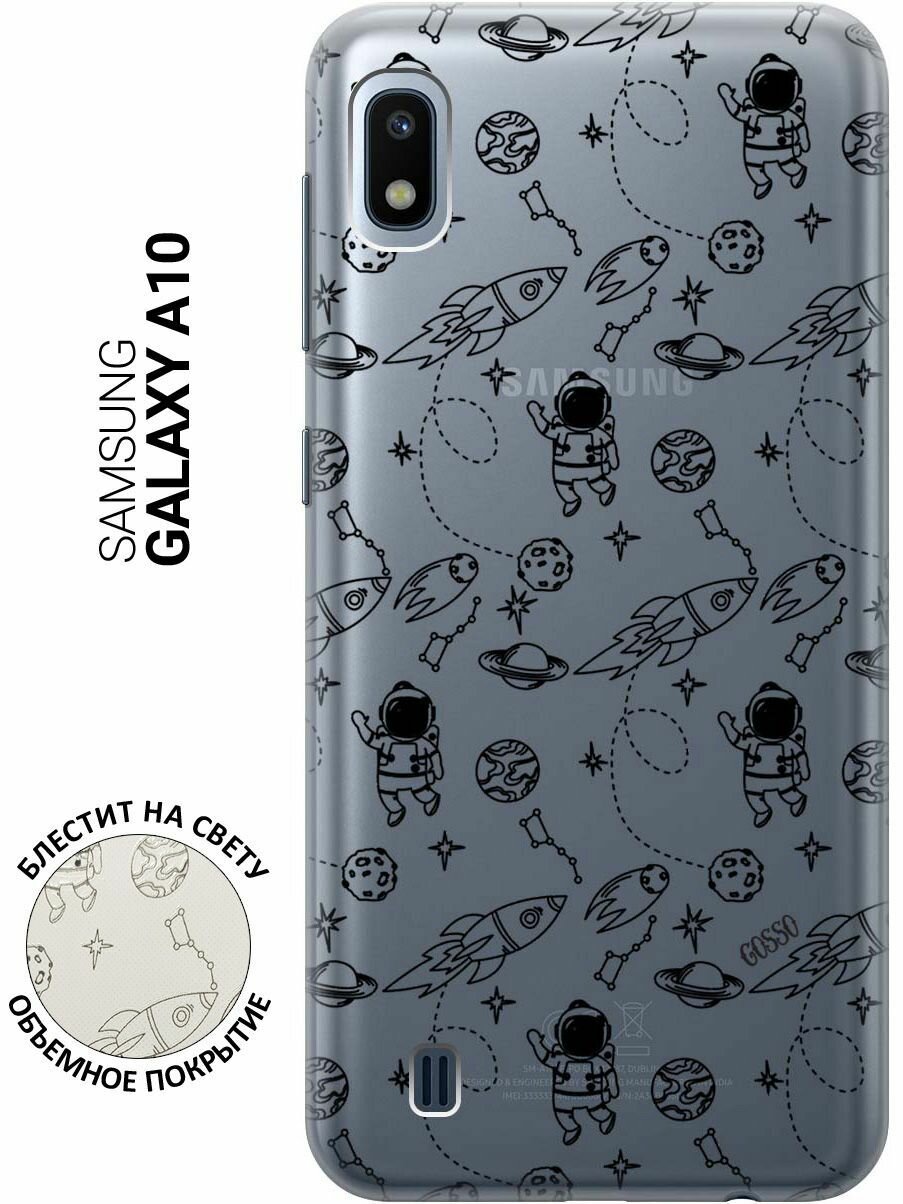 Ультратонкий силиконовый чехол-накладка для Samsung Galaxy A10 с 3D принтом "Space"