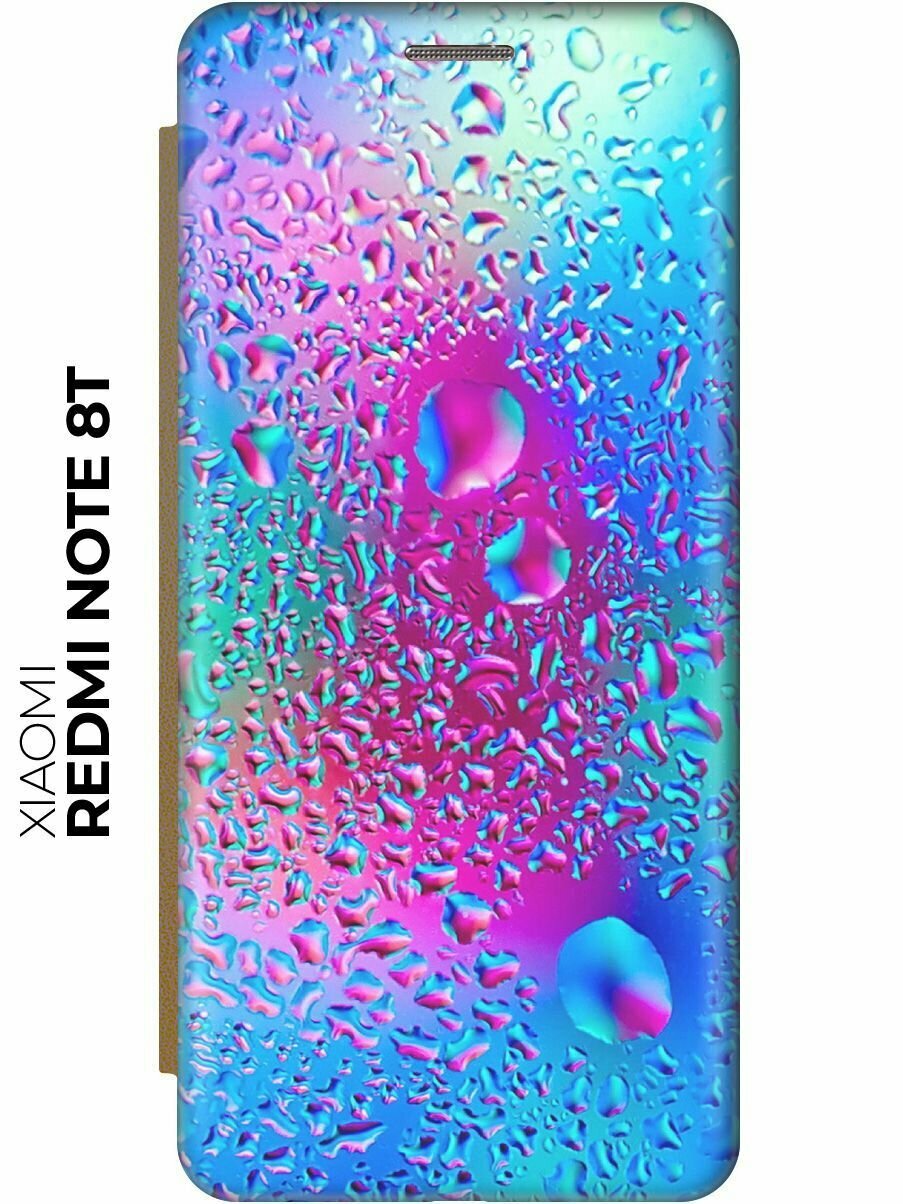 Чехол-книжка Капли на стекле на Xiaomi Redmi Note 8T / Сяоми Редми Ноут 8Т золотой