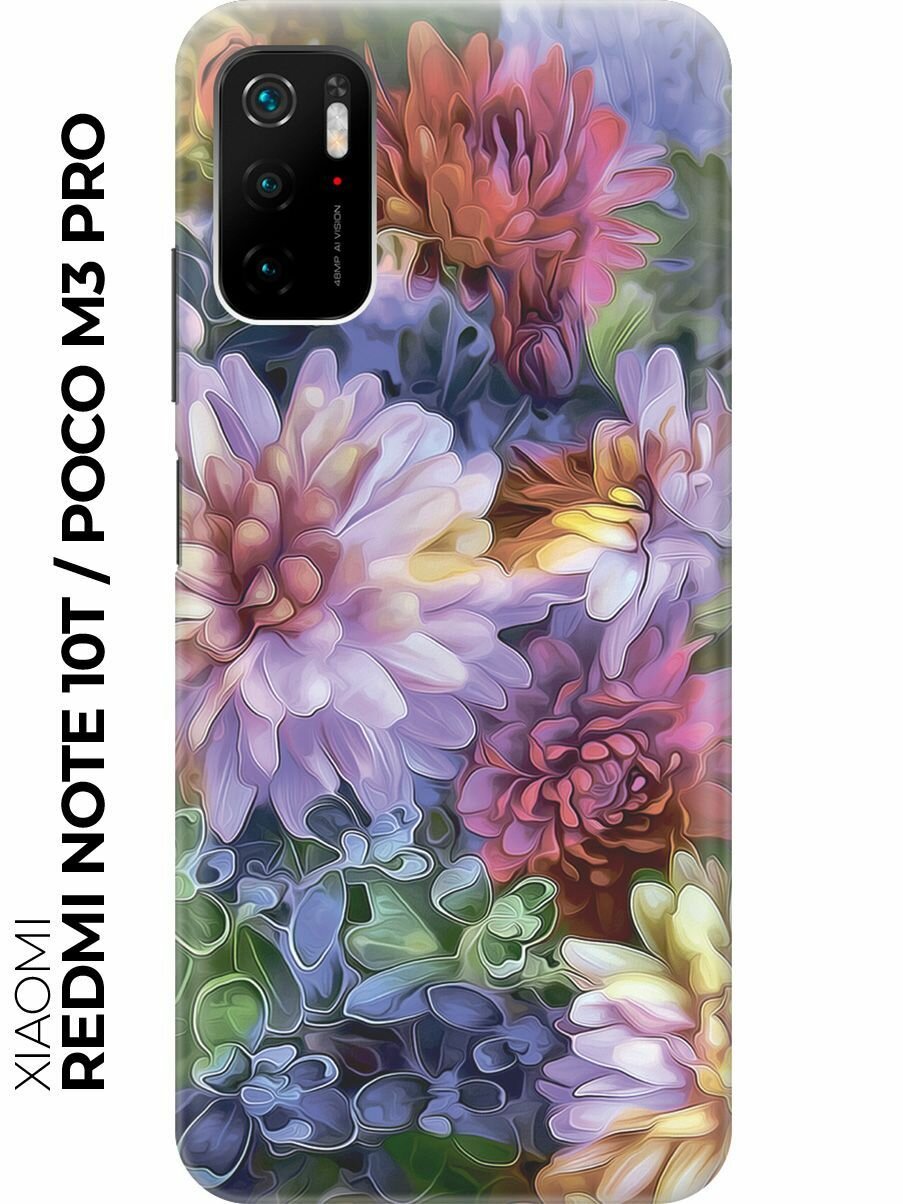 Силиконовый чехол Цветные хризантемы на Xiaomi Redmi Note 10T / Poco M3 Pro / Сяоми Поко М3 Про / Сяоми Редми Ноут 10Т