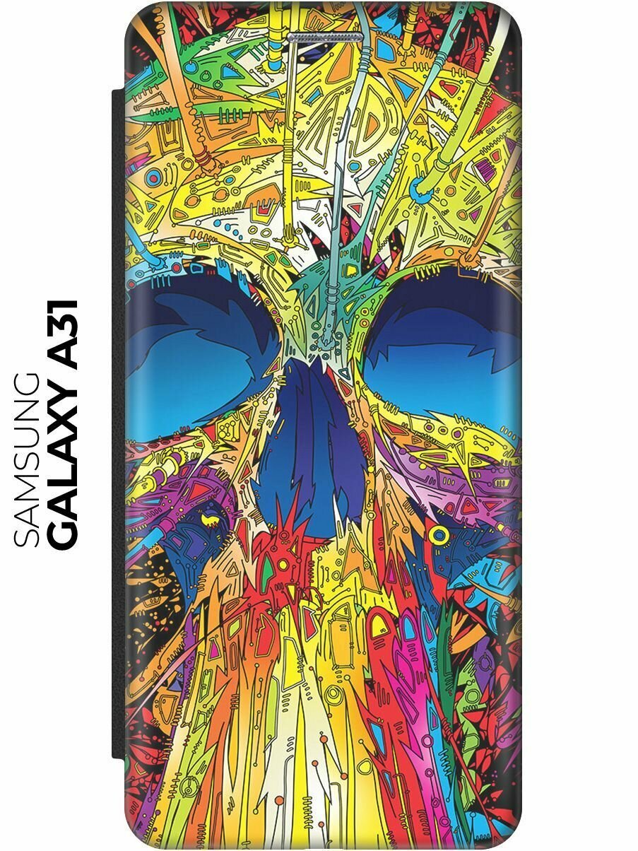 Чехол-книжка Череп красок на Samsung Galaxy A31 / Самсунг А31 черный