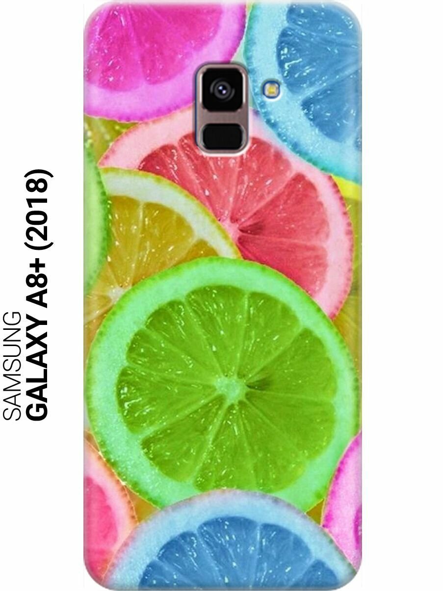 Ультратонкий силиконовый чехол-накладка для Samsung Galaxy A8+ (2018) с принтом "Разноцветные лимоны"