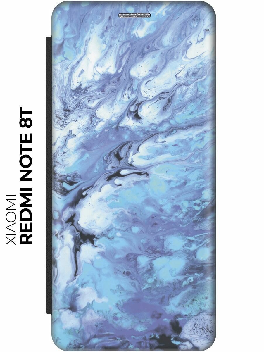 Чехол-книжка Синий мрамор на Xiaomi Redmi Note 8T / Сяоми Редми Ноут 8Т черный