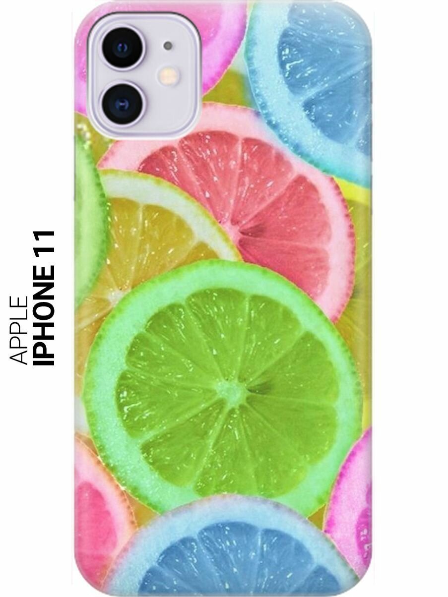 Силиконовый чехол на Apple iPhone 11 / Эпл Айфон 11 с рисунком "Разноцветные лимоны"