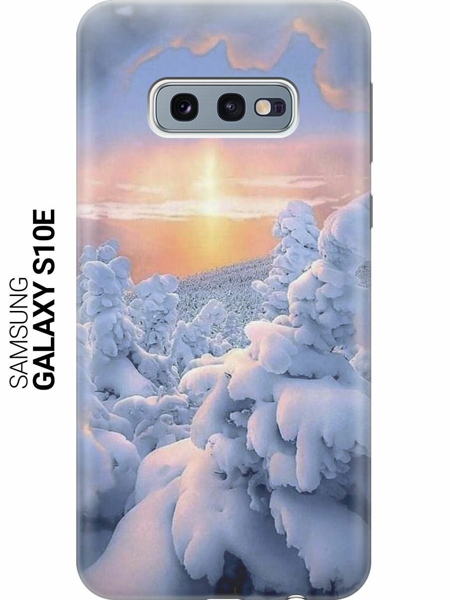 Ультратонкий силиконовый чехол-накладка для Samsung Galaxy S10e с принтом "Заснеженный лес"