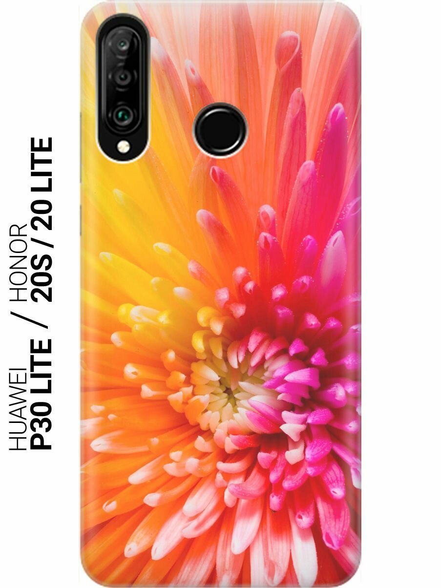 Ультратонкий силиконовый чехол-накладка для Huawei P30 Lite, Honor 20S, Honor 20 Lite с принтом "Розовая хризантема"