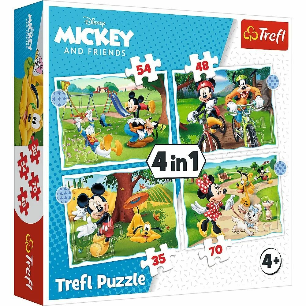 Trefl Пазлы для детей 4в1 "Прекрасный день Микки Мауса" 35*48*54*70 элементов