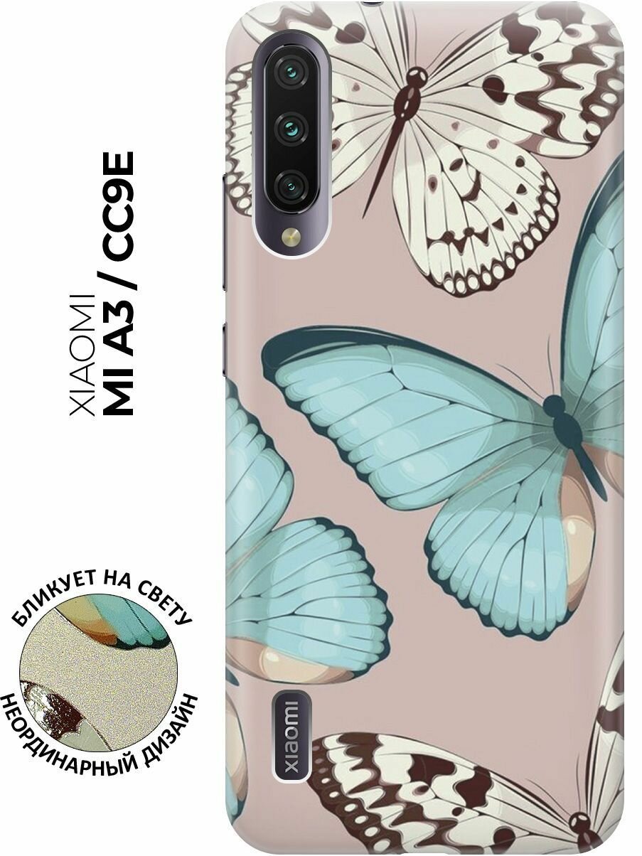 Силиконовый чехол Бабочки на Xiaomi Mi A3 / CC9e / Сяоми Ми А3 / Ми СС9е с эффектом блика