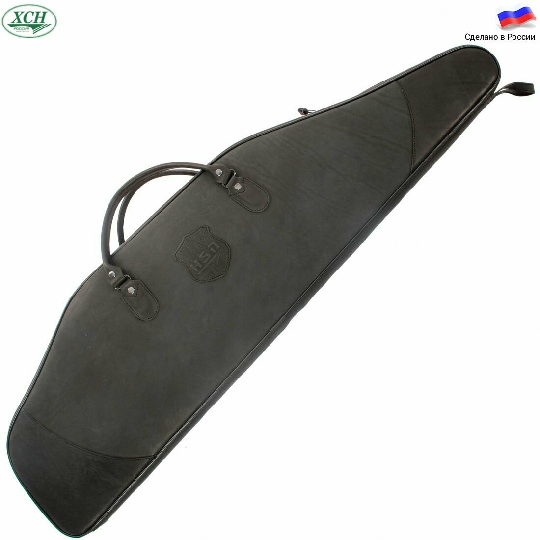 Чехол ружейный кейс 100 см с оптикой Grand ХСН с наплечным ремнём натуральная кожа Черный