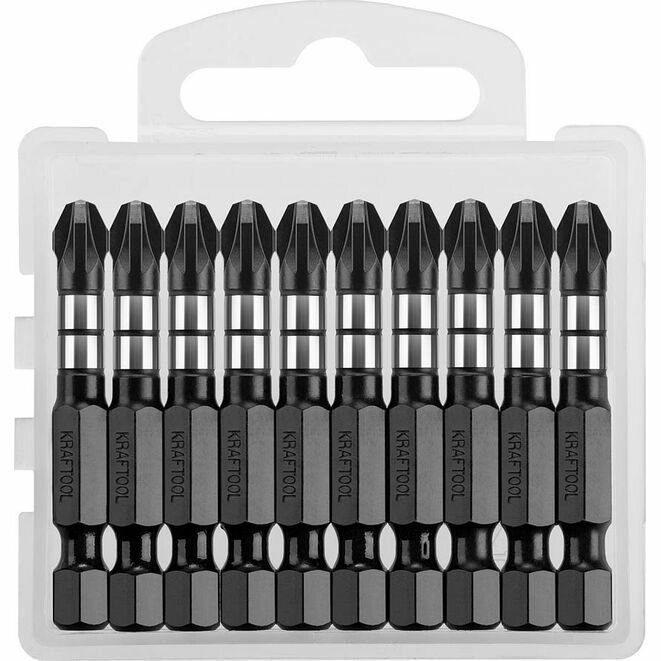 Биты профессиональные ударные Impact Pro KRAFTOOL 50 мм, 10 шт, PZ3