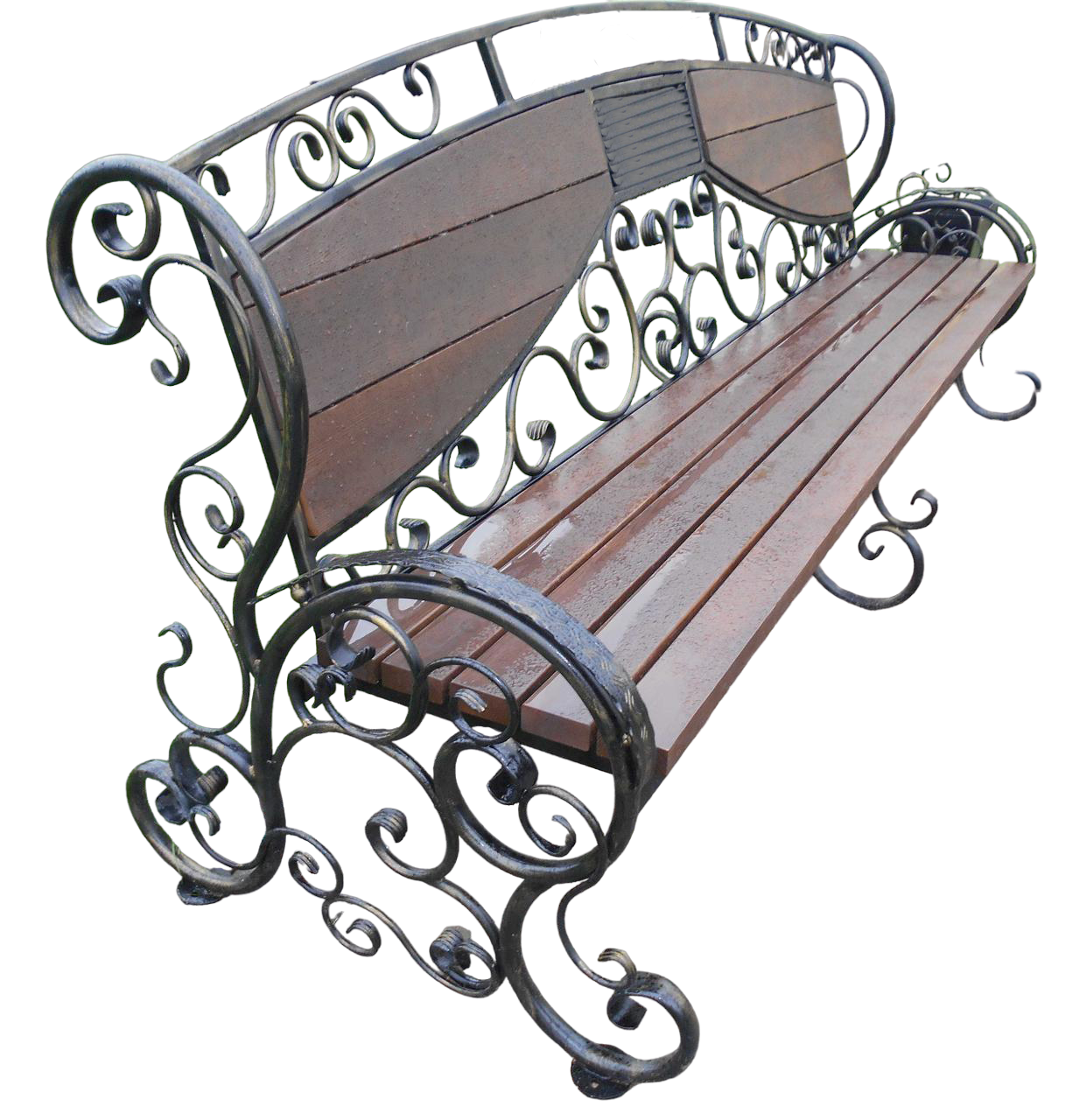 Кованая скамейка садовая, металлическая скамья, лавочка для дачи МА-15