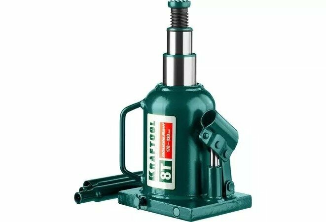 Домкрат двухштоковый бутылочный с увеличенным подъемом KRAFTOOL DOUBLE RAM 8т 170-430мм , KRAFT BODY