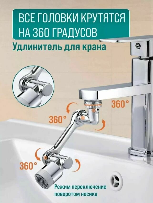 Насадка на кран аэратор для смесителя Faucet Splash Head 360