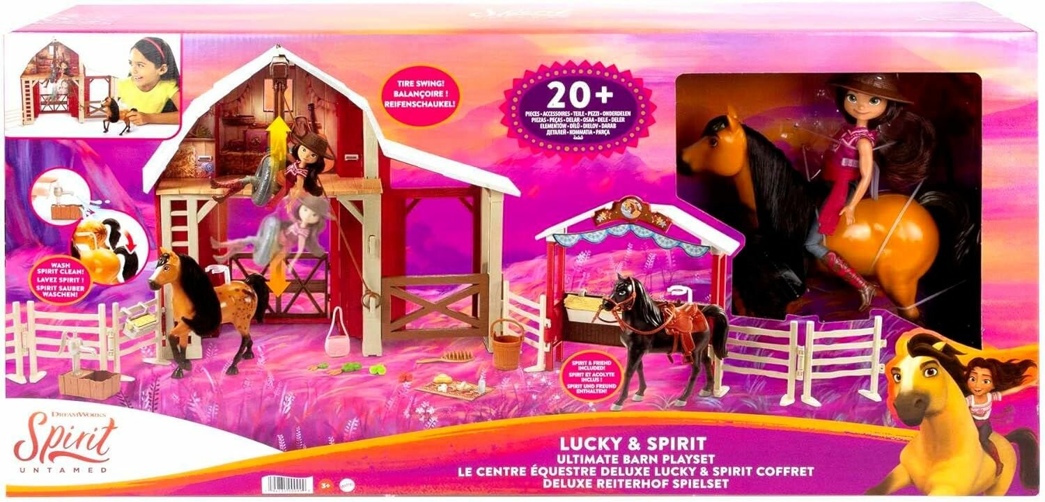 Mattel Игровой набор Мустанг: Дух свободы Конюшня Большой набор + кукла и 2 лошади, HDK57