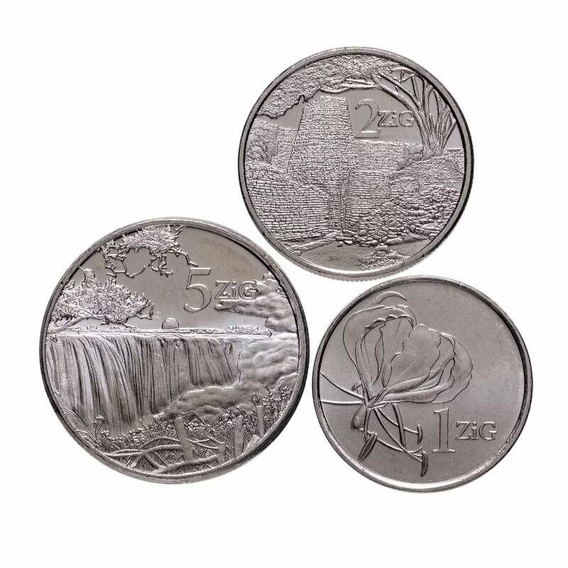 Набор монет 2024 года Зимбабве. 1, 3, 5 зиг.