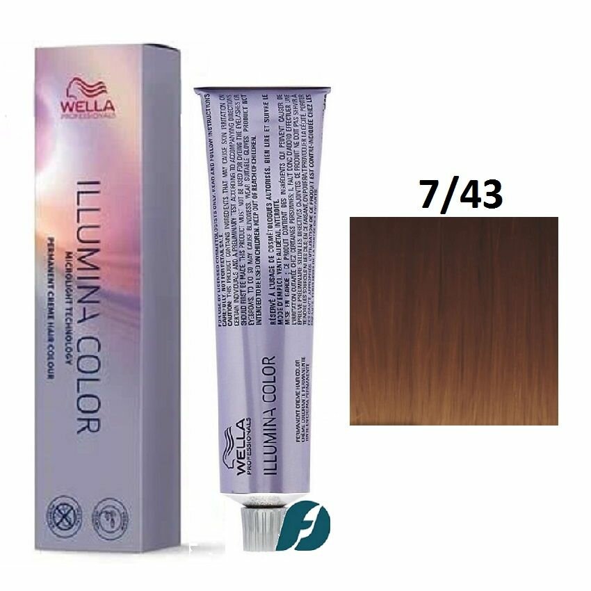 Wella Professionals Illumina Color 7/43 Крем-краска для волос - Блонд красно-золотистый, 60мл