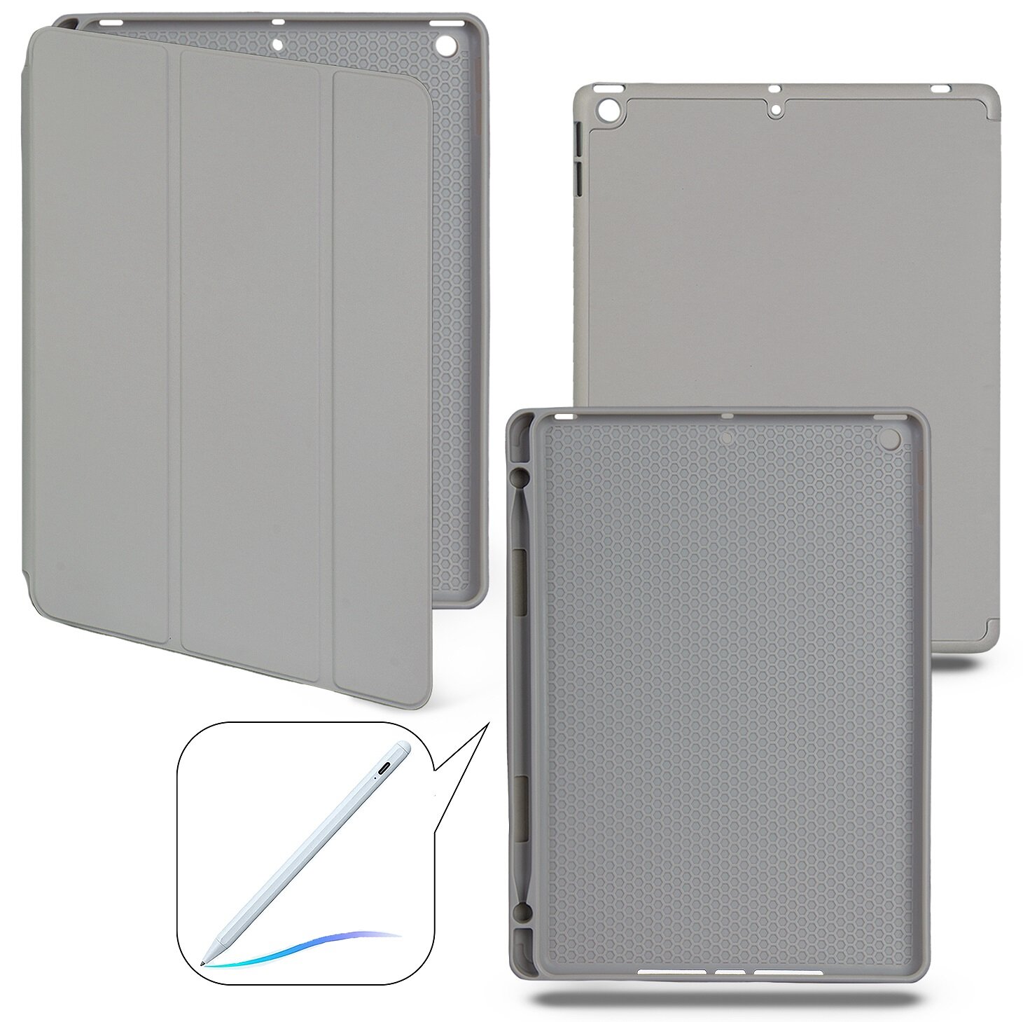 Чехол-книжка для iPad 10.2 (2019/2020/2021) Smart case (Pencil) Light Grey №9 (IS973456)