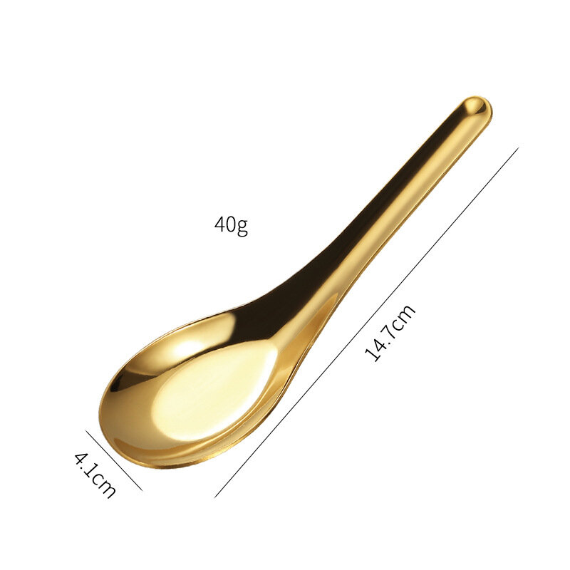 304 нержавеющая сталь ложка китайская ложка Бытовая плоская ложка Золотая суповая ложка Студенческая столовая еда ложка