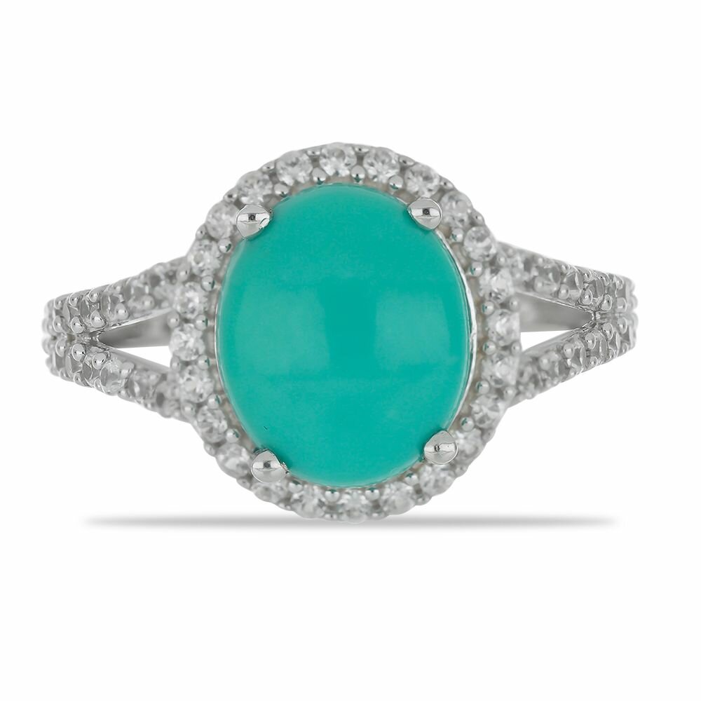 Кольцо, серебро, 925 проба, родирование, бирюза, циркон