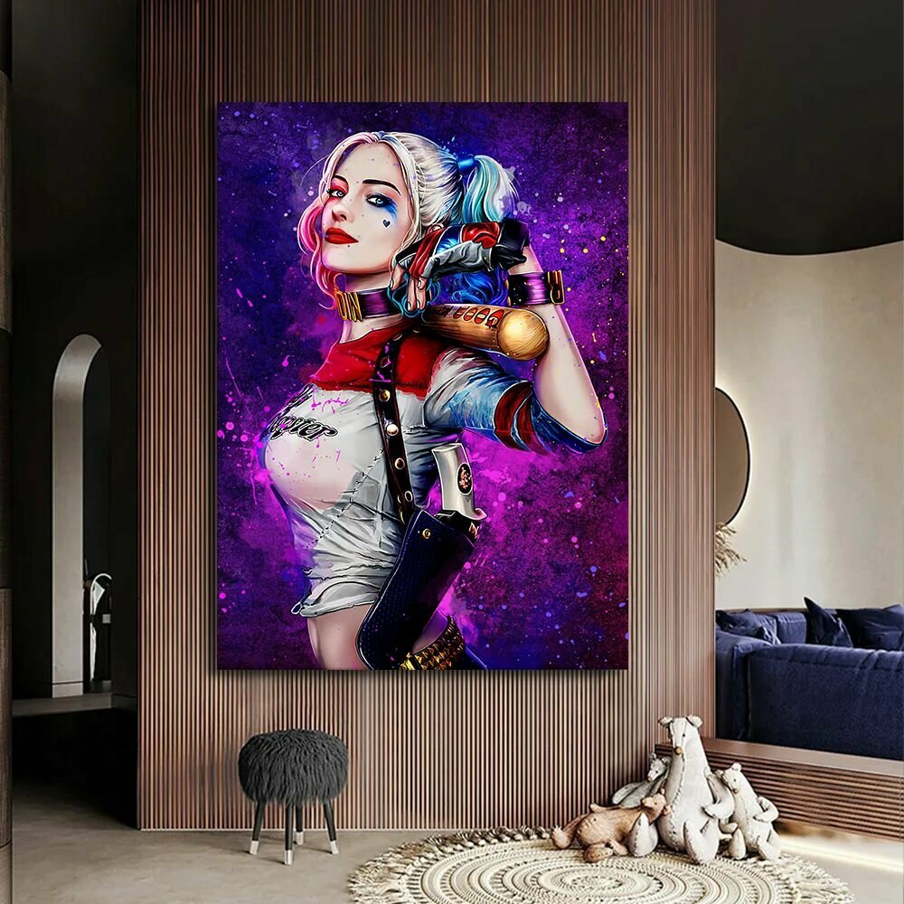 Картины Харли Квинн и Джокер, интерьерная картина на холсте, 40х60 см.