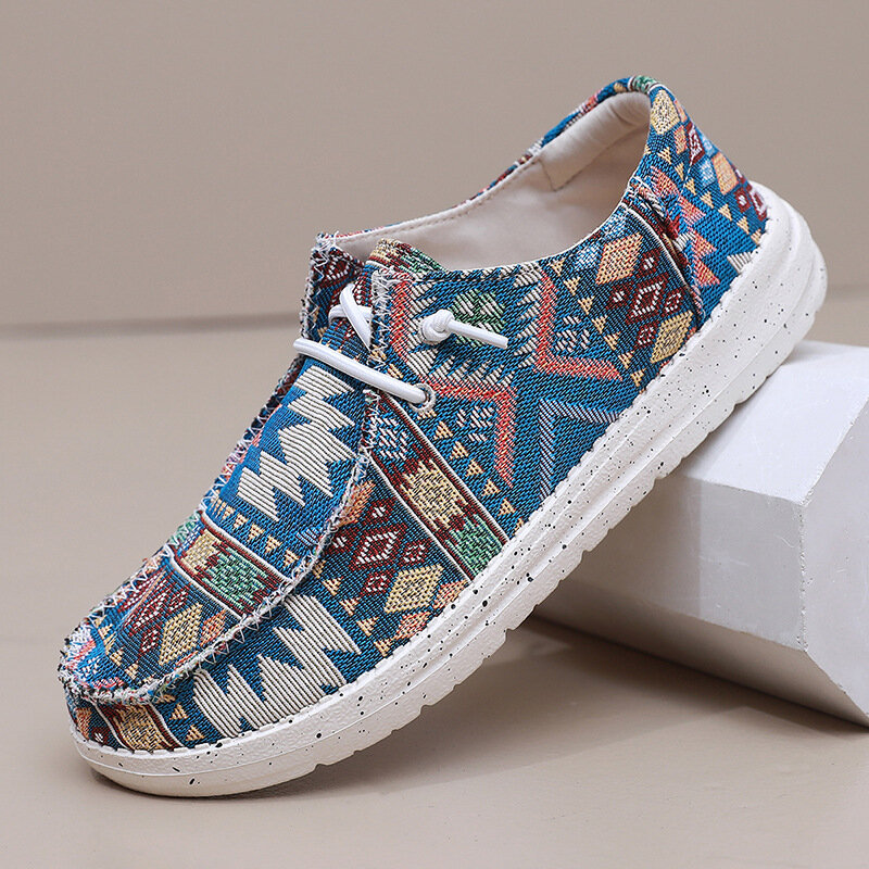 Парные туфли в стиле бохо, легкие мокасины, мужские и женские тканевые туфли, размеры 39-47