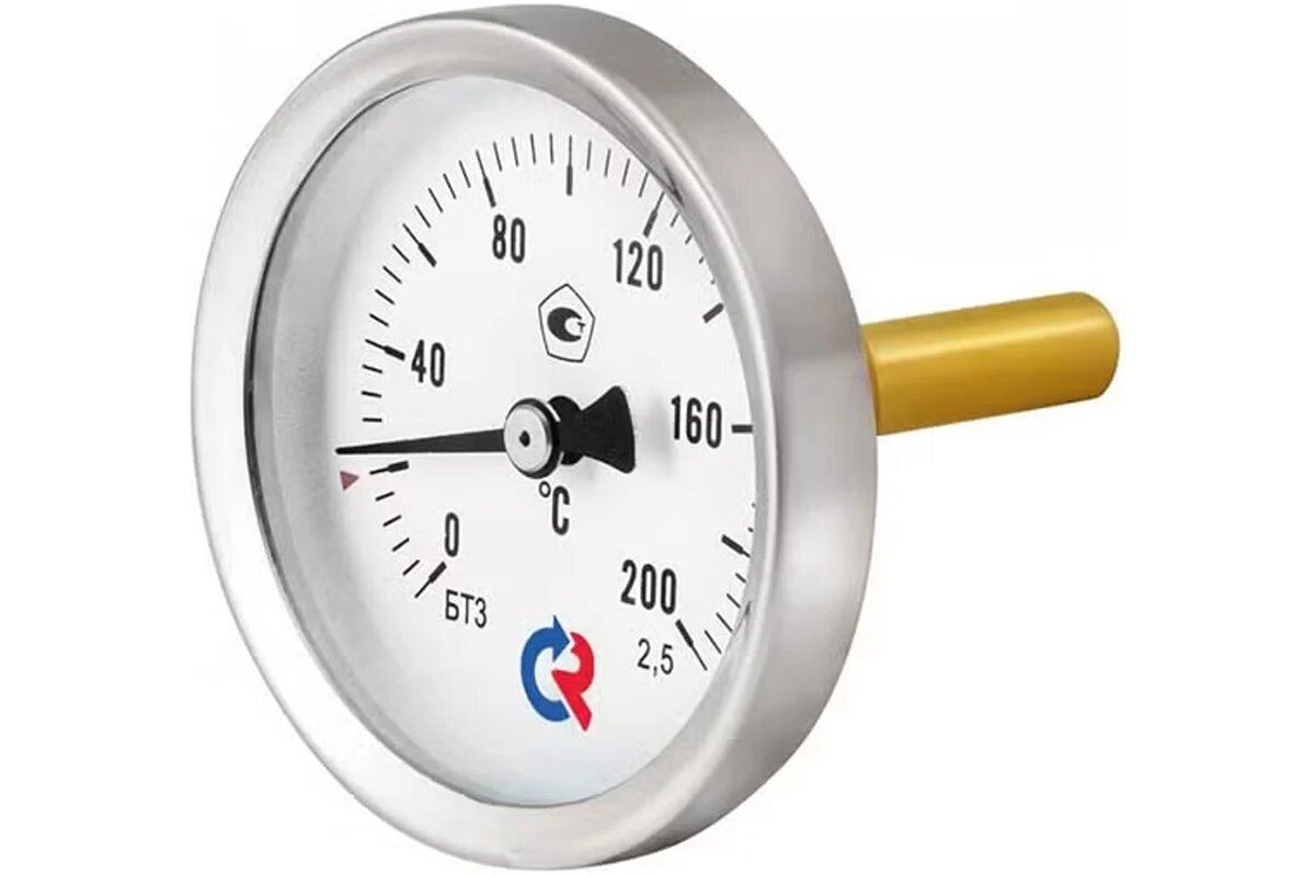 Росма Термометр осевой БТ-31.211 (0-120°C) ДК63, длина погружной части 46мм, резьба G1/2, класс точности 2.5, с защитной латунной гильзой D070-00926