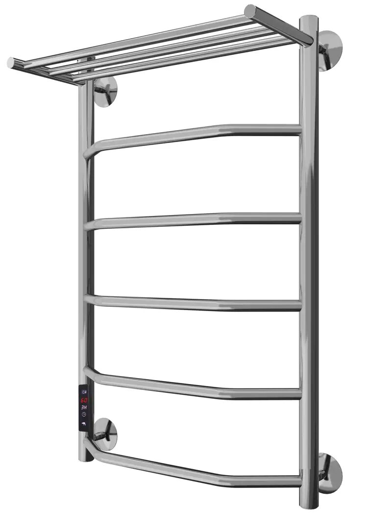 Полотенцесушитель электрический Арго Флоран Гранд 500x700 мм 185 Вт с полкой лесенка цвет хром