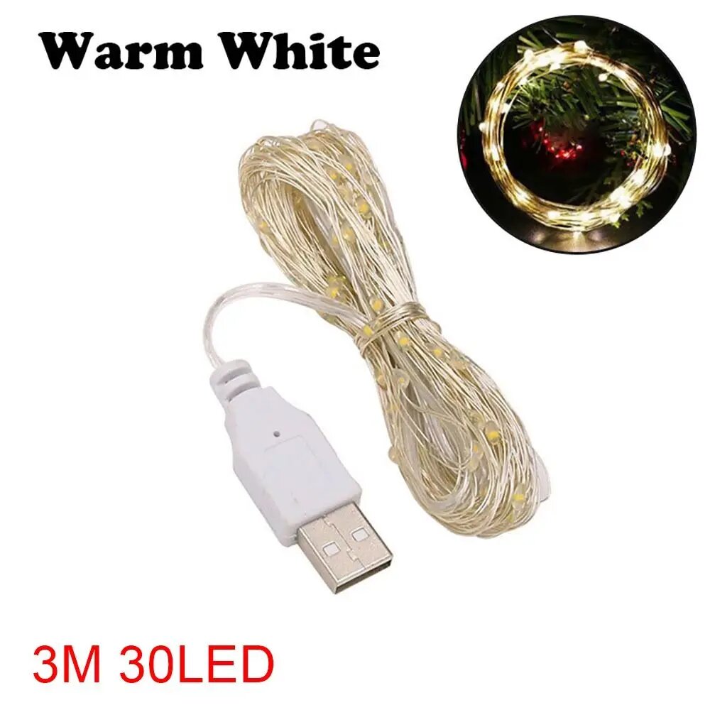 USB гирлянда Warm White 3M 30LED