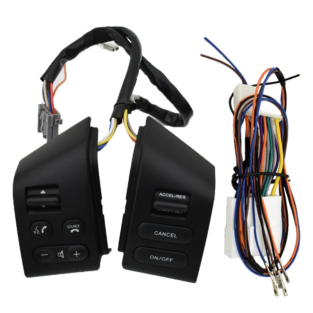 Левая + правая + проводная кнопка управления рулевым колесом для Nissan Tiida LIVINA Old Sylphy Кнопка громкости телефона Black-wire