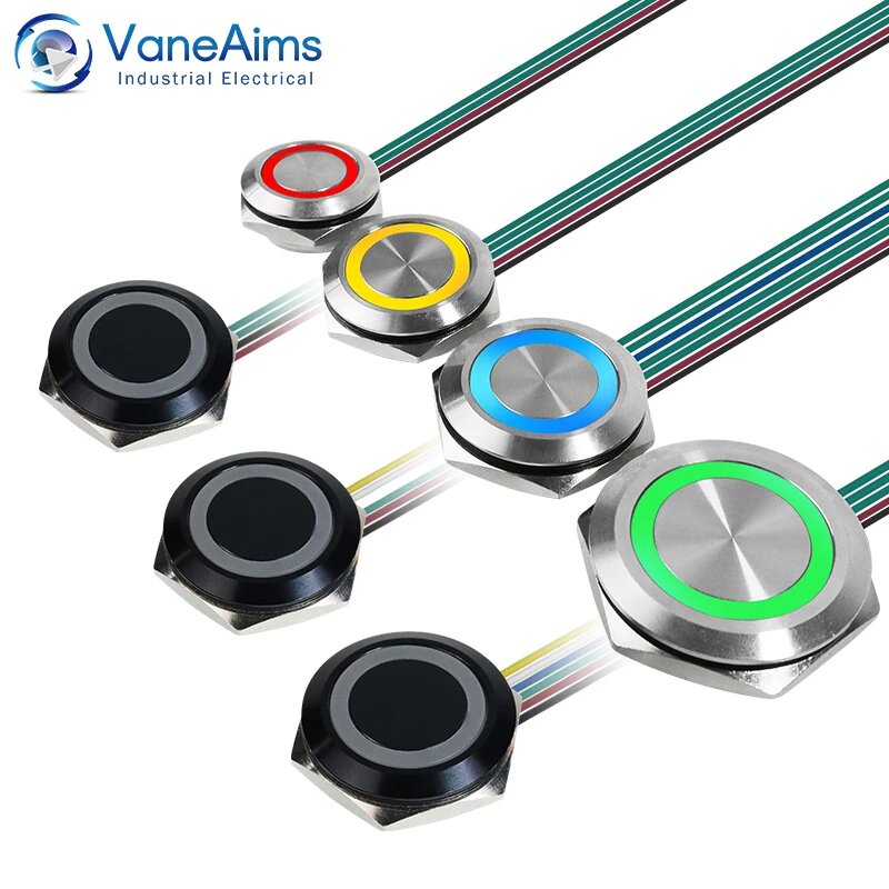 Кнопочный переключатель VaneAims 25mm Red led, Black Shell, 3-6v