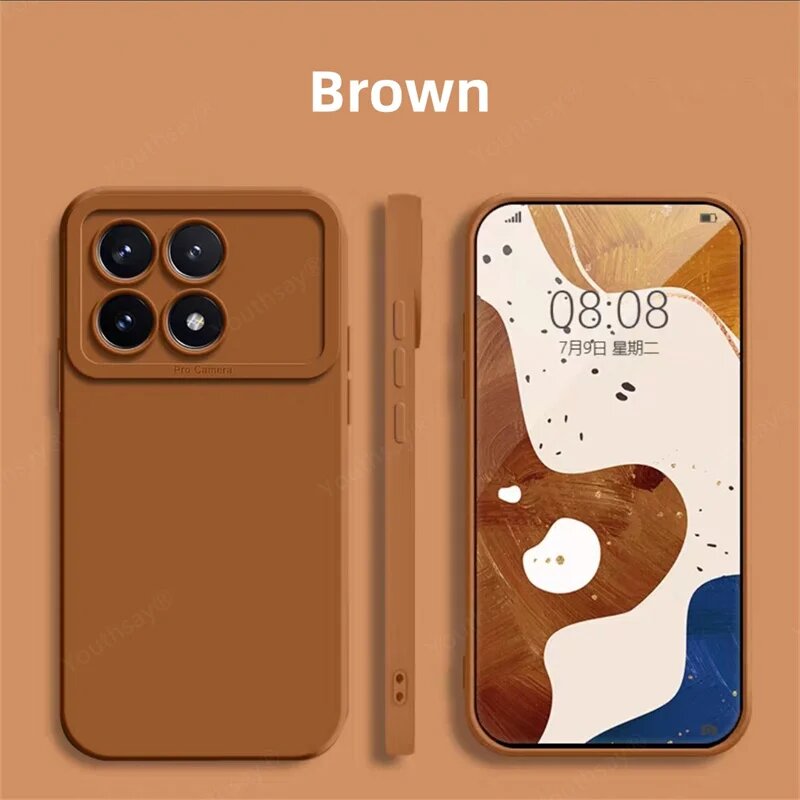 Коричневый чехол для Xiaomi Poco X6 Pro из жидкого силикона
