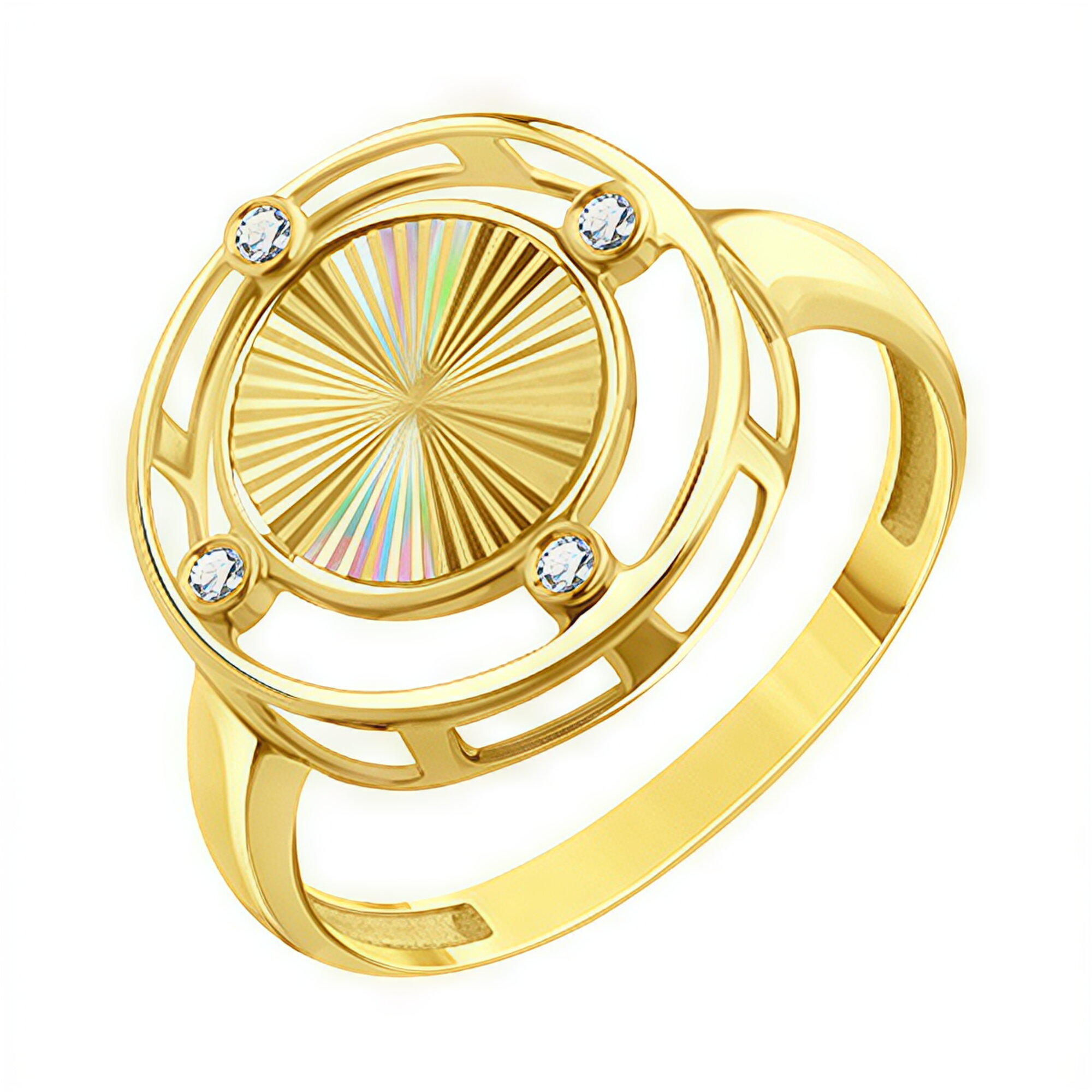 Кольцо Diamant online, желтое золото, 585 проба, фианит