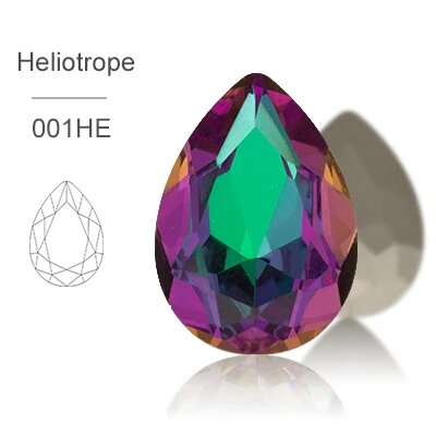 Хрустальные стразы капли Heliotrope, изумрудный, 18x25mm, 5шт