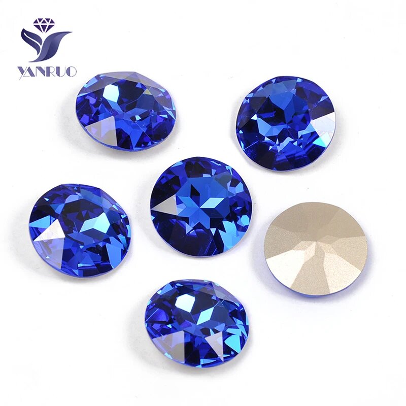 Стразы YANRUO круглые 27 мм, Sapphire, темно-синий