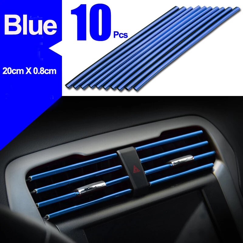 10 шт. универсальных декоративных U-образных накладок для воздуховодов автомобильного Blue