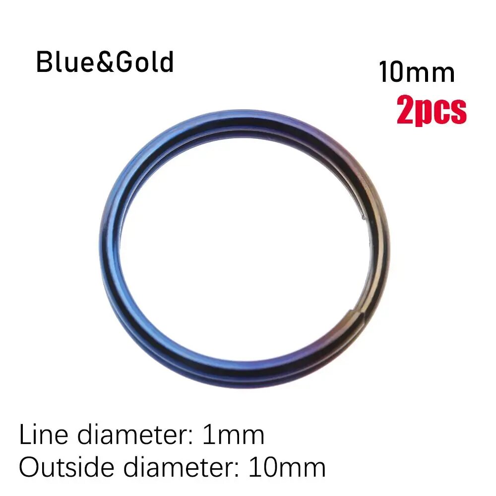 Брелок из титанового сплава Синий, Blue-Gold-10mm 2pcs