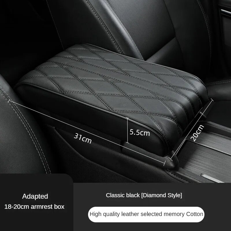 Подушка для подлокотника авто, черная L black, 31x20x5.5 см