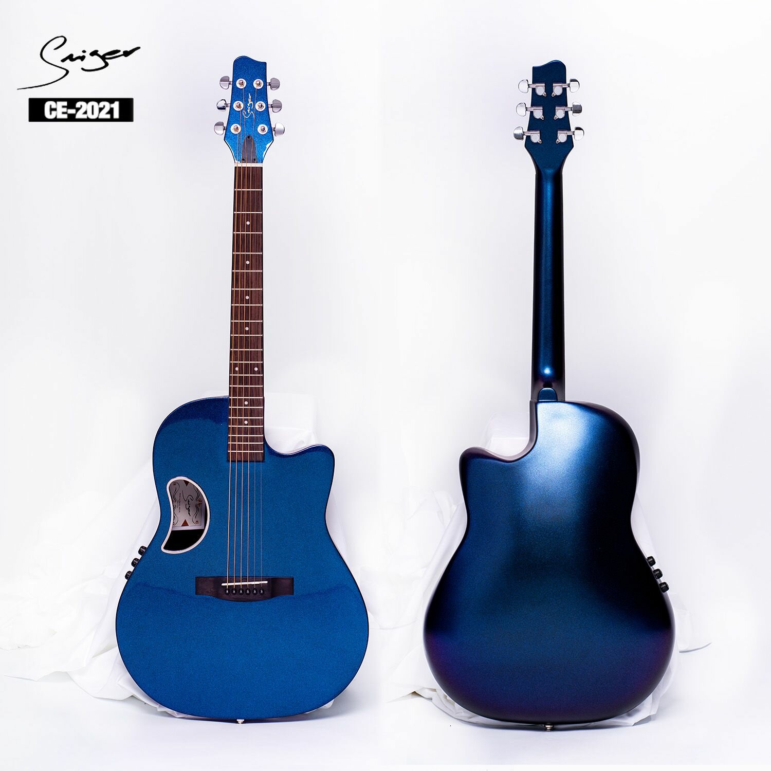 Акустическая гитара (Smiger)41" Еловый топ Carbon Fibre Back Side Электрический кейс Хамелеон