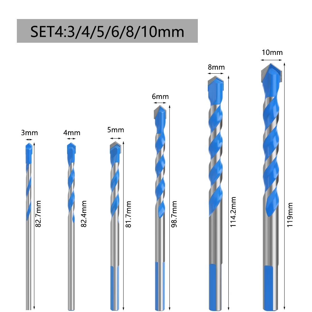 3 4 5 6 8 10 12 мм Многофункциональное сверло для стекла Треугольные биты Керамическая плитка Бетон Кирпич Металл Нержавеющая сталь Дерево SJBWT
